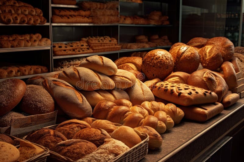 Lots of Different Fresh Bread in the Bakery, AI Generated Stock ...