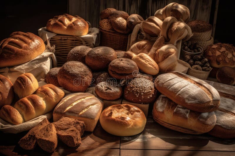 Lots of Different Fresh Bread in the Bakery, AI Generated Stock ...