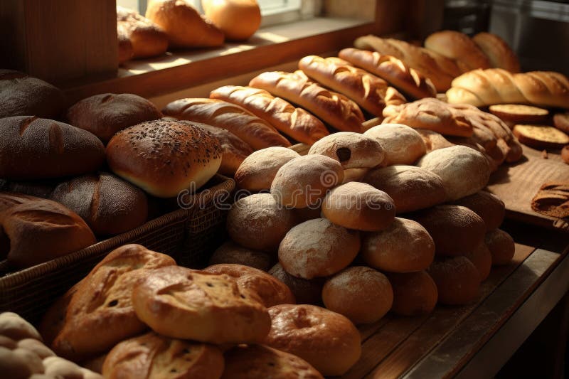 Lots of Different Fresh Bread in the Bakery, AI Generated Stock ...