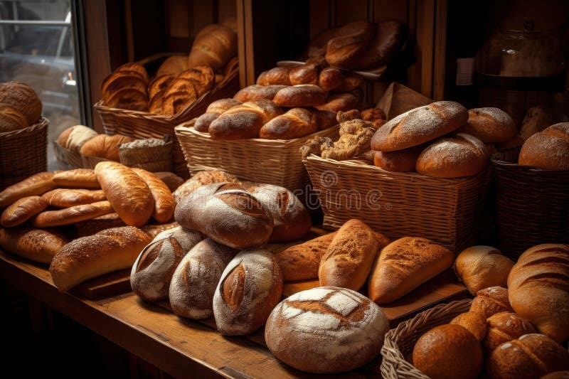 Lots of Different Fresh Bread in the Bakery, AI Generated Stock ...