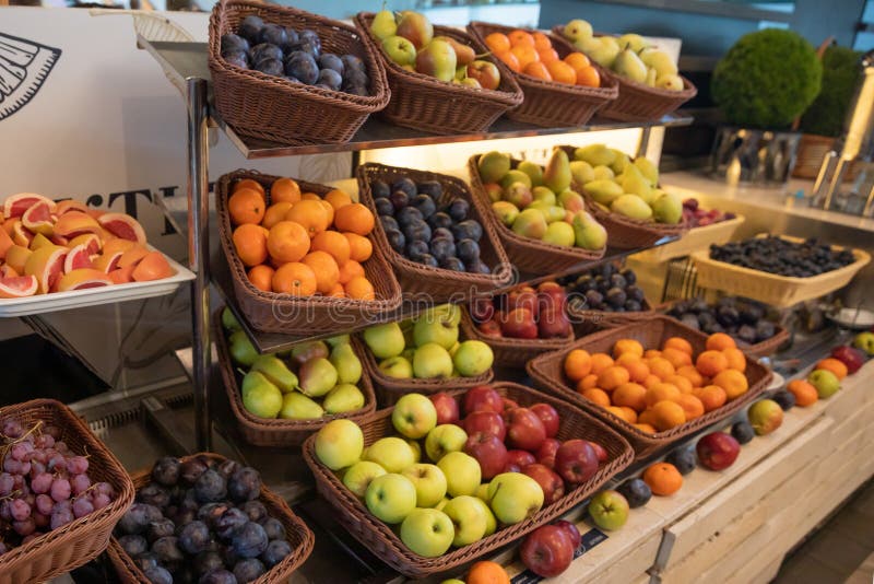 Lots of Different Fruits on Store Shelves Stock Image - Image of ...