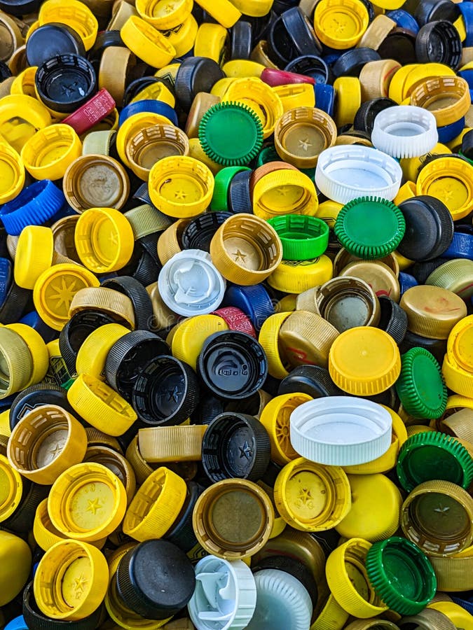 Lots of Different Plastic Bottle Caps. Garbage Sorting Stock Photo ...