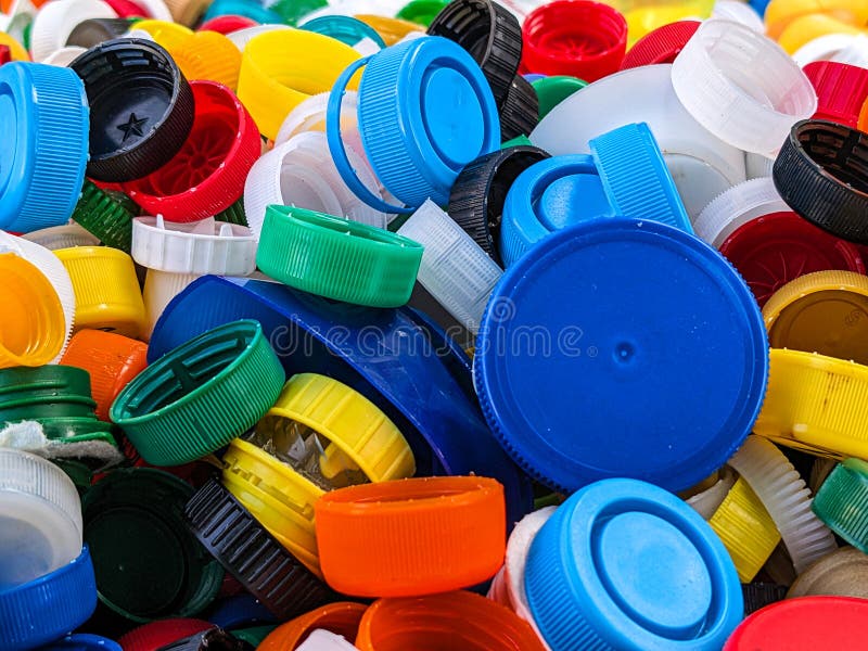 Lots of Different Plastic Bottle Caps. Garbage Sorting Stock Image ...
