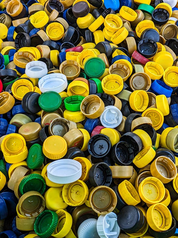 Lots of Different Plastic Bottle Caps. Garbage Sorting Stock Photo ...