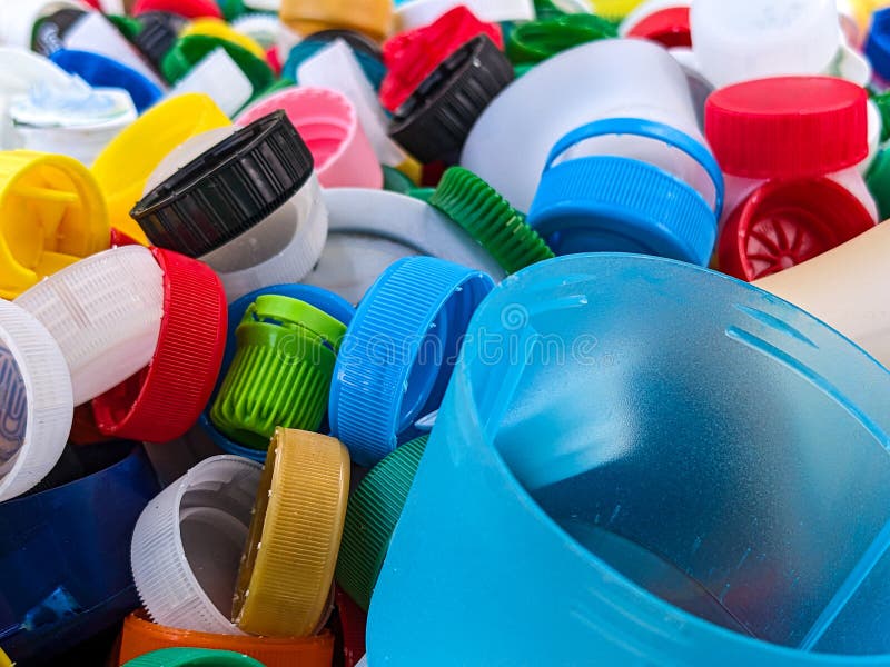 Lots of Different Plastic Bottle Caps. Garbage Sorting Stock Image ...