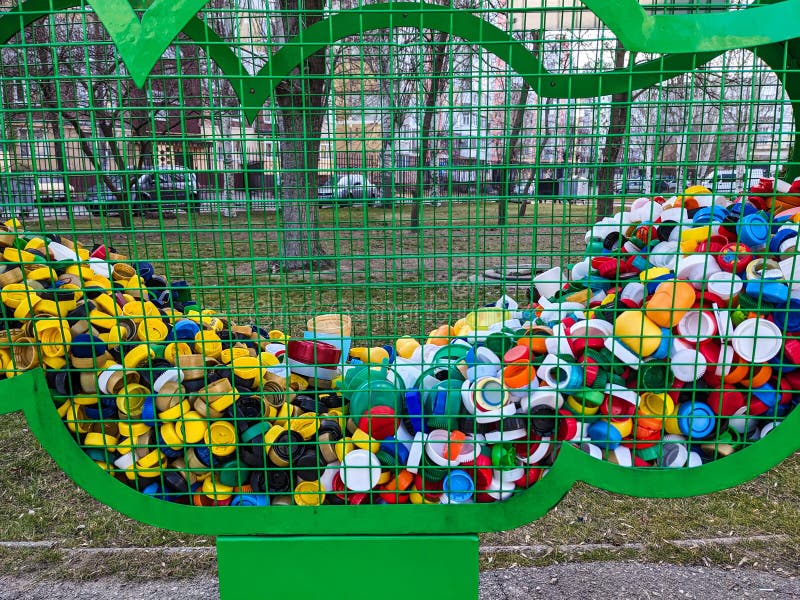 Lots of Different Plastic Bottle Caps. Garbage Sorting Stock Photo ...