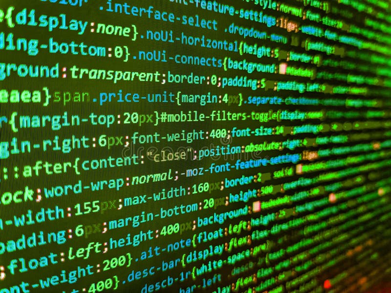 Lots of Digits on the Computer Screen. Database Bits Access Stream ...