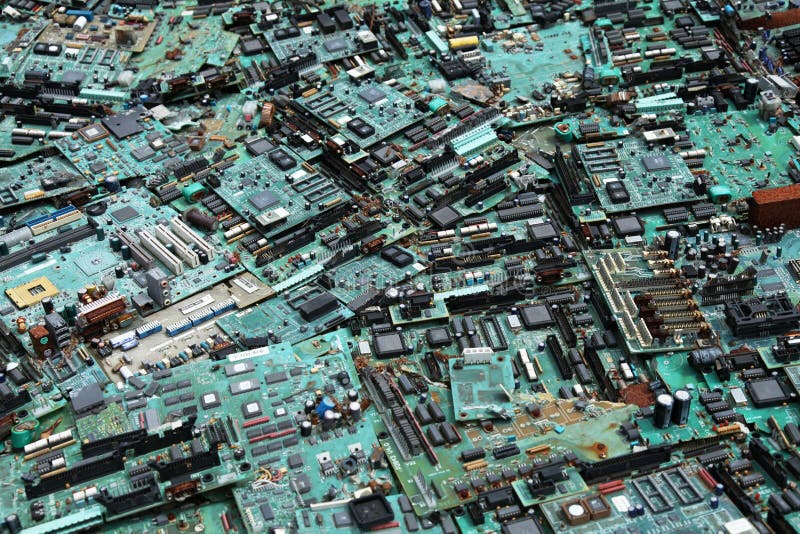 Discarded, Used and Old Computer Hardware Electronics Scraps. Stock ...