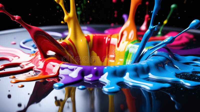 Lots of Dripping Paints of Different Colors Stock Photo - Image of ...