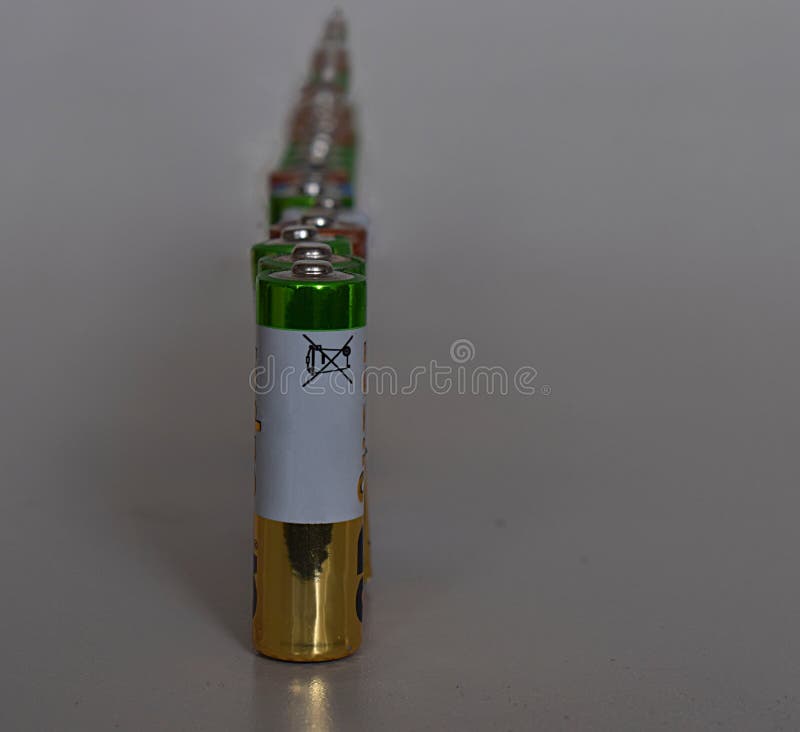 Lots of Electric Batteries in a Column Stock Photo - Image of industry ...