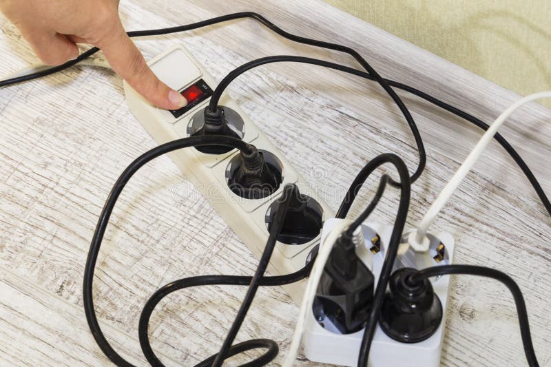 Lots of Electrical Outlets-enabled Devices. Power Saving Stock Photo ...