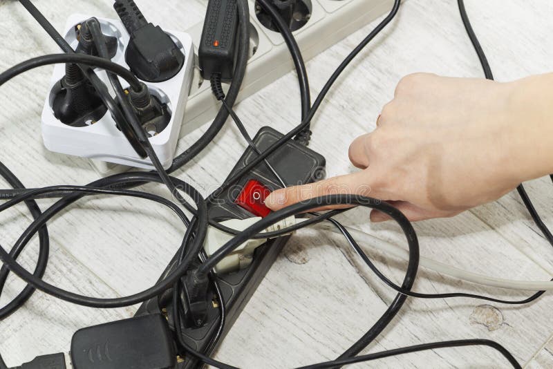 Lots of Electrical Outlets-enabled Devices. Power Saving Stock Photo ...
