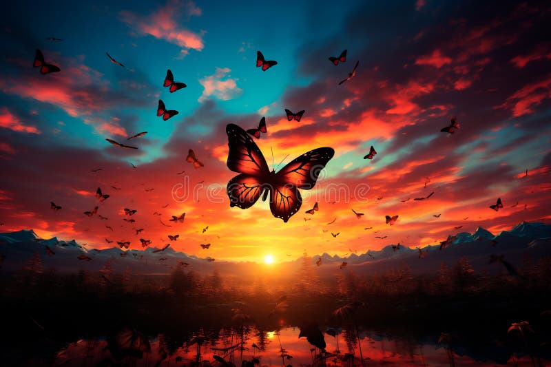 Lots of Flying Beautiful Butterflies Stock Image - Image of pattern ...