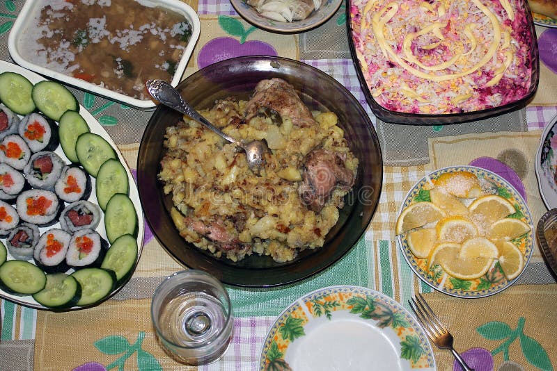 Lots of food on the table stock image. Image of green - 135534499