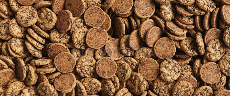 Lots of Fresh Chocolate Chip Cookies As a Biscuit, Banner Size Stock ...