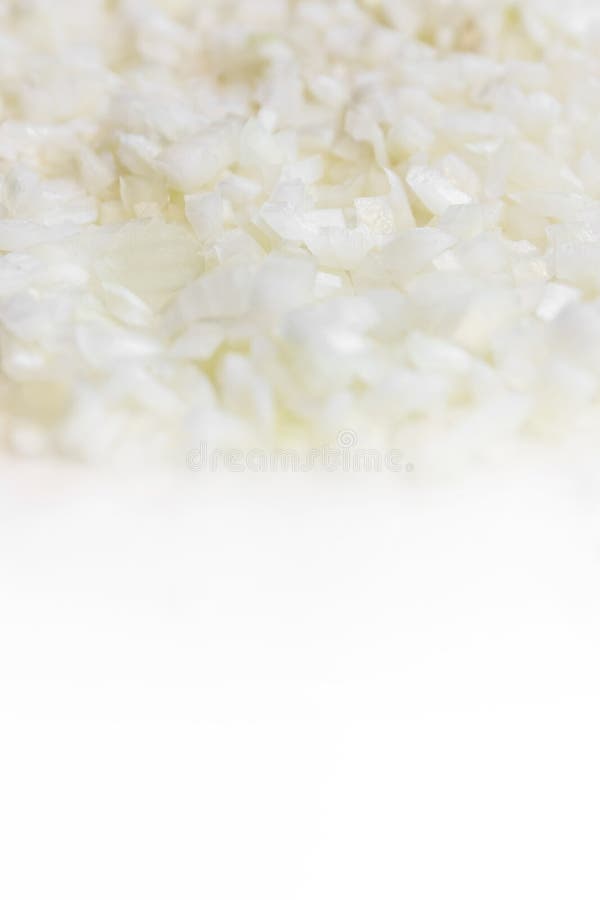 Lots of Fresh Raw Onion Cubes with White Copyspace Stock Photo - Image ...