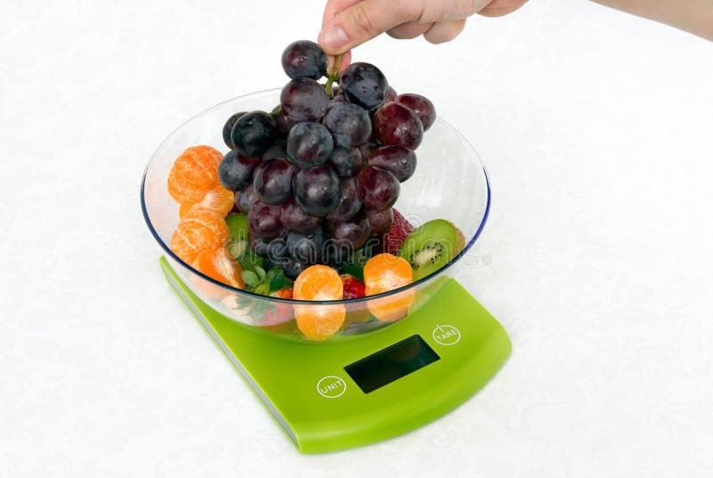 Lots of Fruit on the Kitchen Scale Stock Photo - Image of measure ...