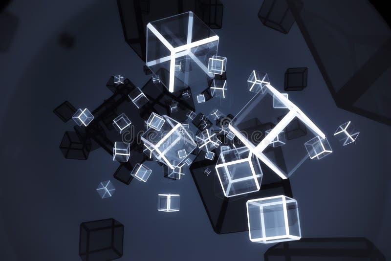 Glow Blocks in Dark Blue Background Stock Illustration - Illustration ...