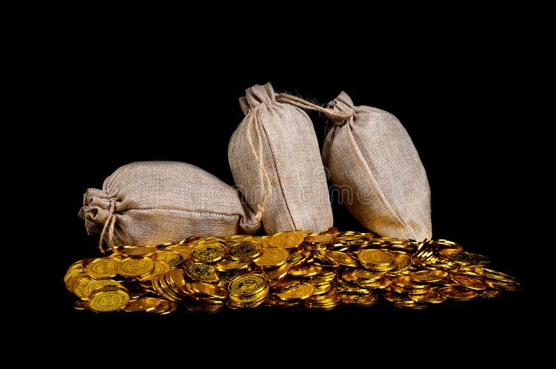 Stack Gold Coin in Treasure Sack Stock Image - Image of coins, business ...