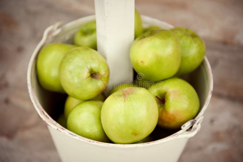 Lots of Green Apples in the Pail Stock Image - Image of freshness ...