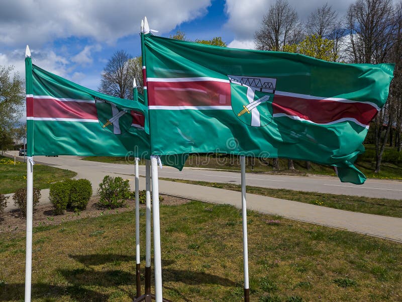 Lots of Green Skrunda Town Flags Stock Image - Image of plant, public ...