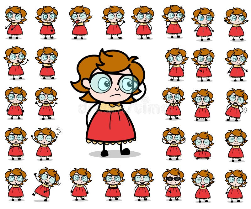 Lots of Intelligent Girl Poses - Set of Concepts Vector Illustrations ...