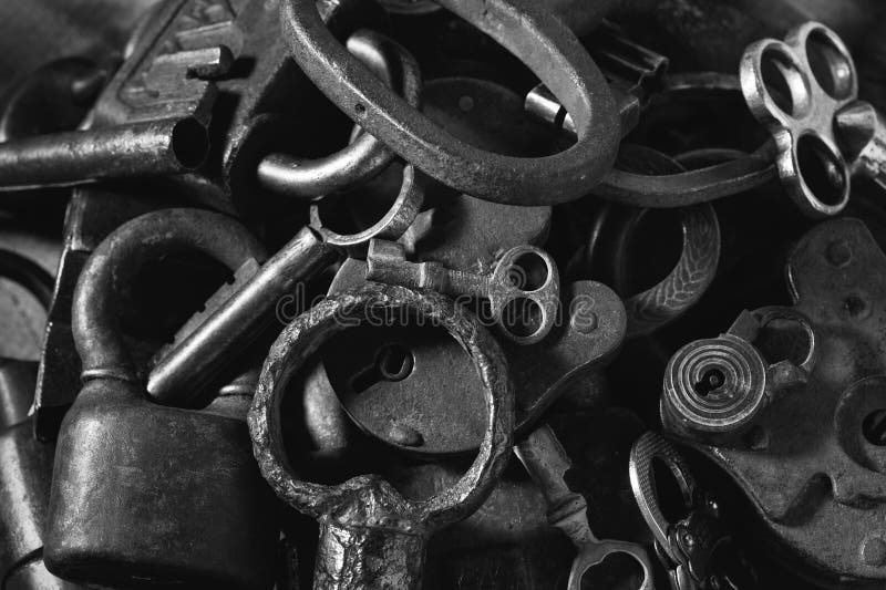Lots of Keys and Locks Close Up Stock Photo - Image of retro, scrap ...