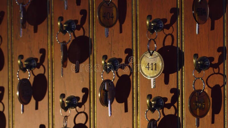Lots of Keys at the Reception Desk in the Hotel Stock Video - Video of ...