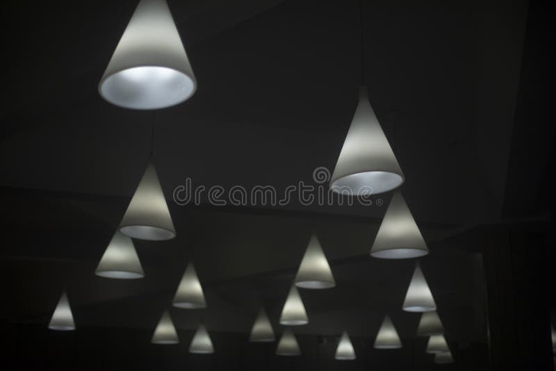 Lots of Lamps on Ceiling. Interior Details Stock Image - Image of lamp ...