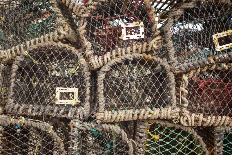 Lots of lobster cages stock photo. Image of stacked - 117914392
