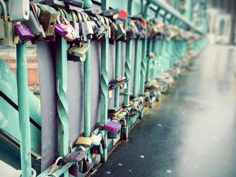 Lots of locks on a bridge stock image. Image of wedding - 82899067
