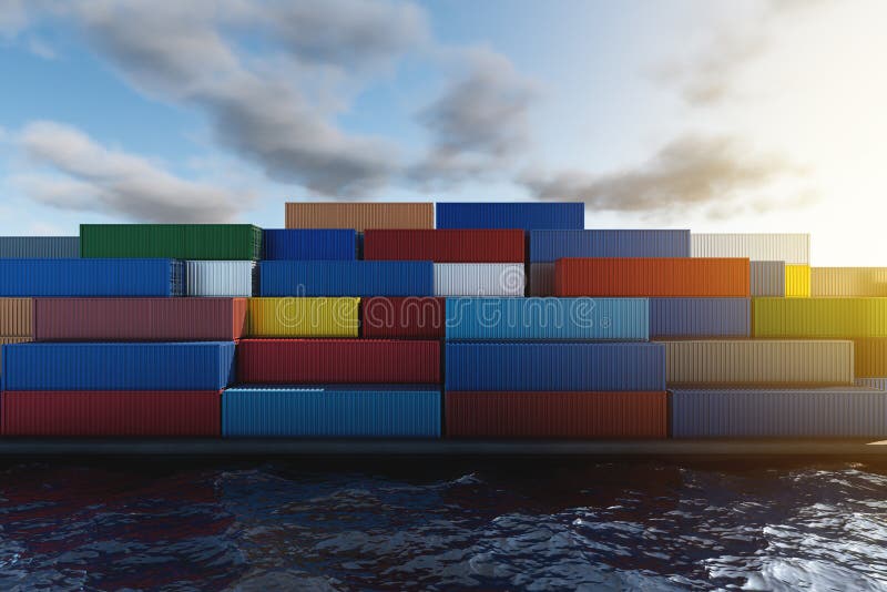 Lots of Long Cargo Containers Stacked at the Terminal Port for Import ...