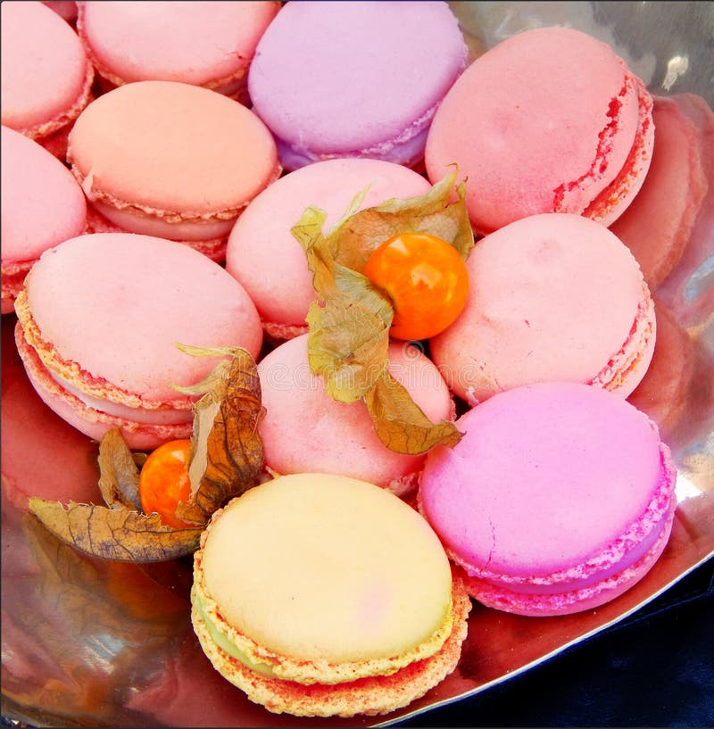 Lots of Macarons Colored on a Color Watercolor Bright Background ...