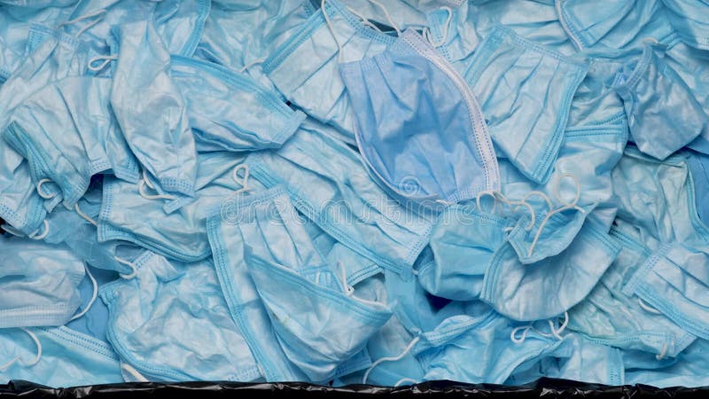 Lots of Mask in Trash Bin Collection. Panoramic Motion on Garbage Bin ...