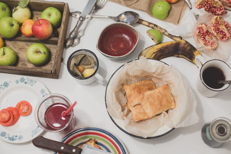 Delicious Meals Served On The Dining Table Stock Photo - Image of ...