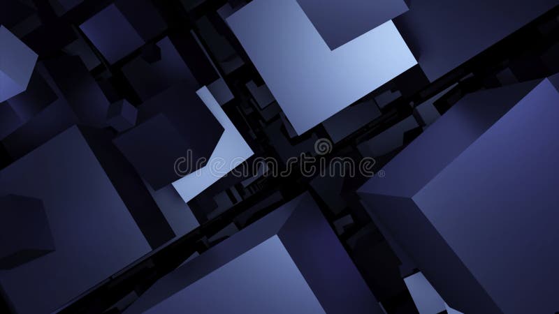 Lots of Moving Cubes in Space. Design. 3D Cubes Move in Stream on Black ...