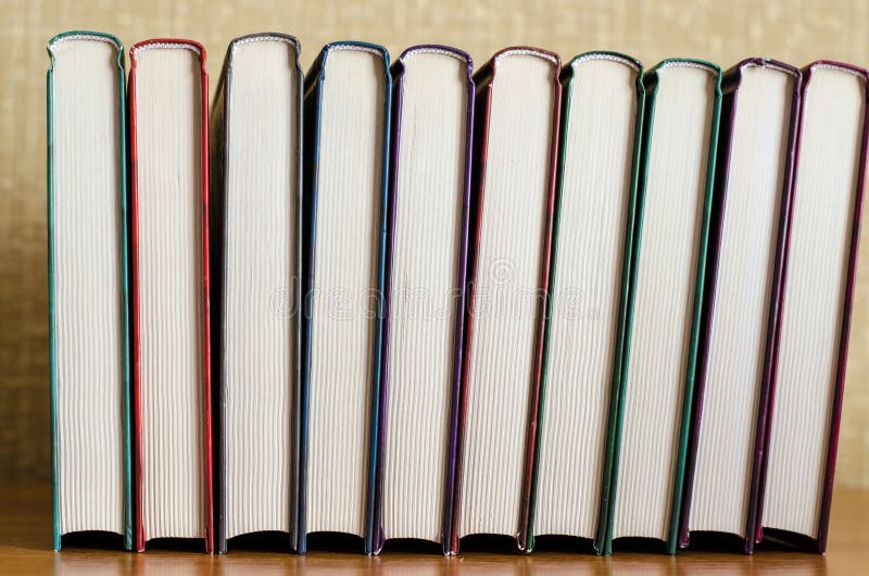 Lots of Multi-colored Books Side View. Home Library Stock Image - Image ...
