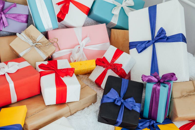 Lots of Multi-colored Gifts for the Surprise Holiday Stock Photo ...