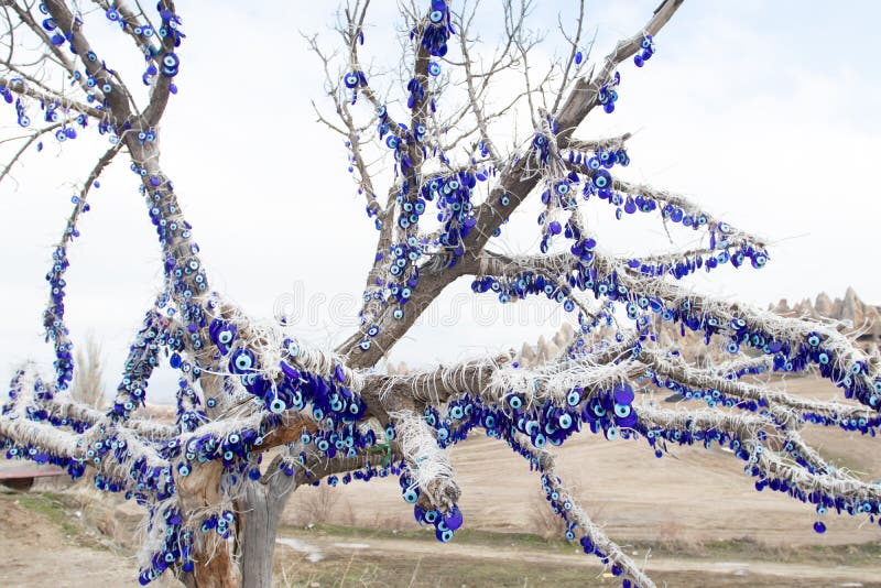 A Lots of Nazar Amulets from the Evil Eye on a Tree in a Sacred Place ...