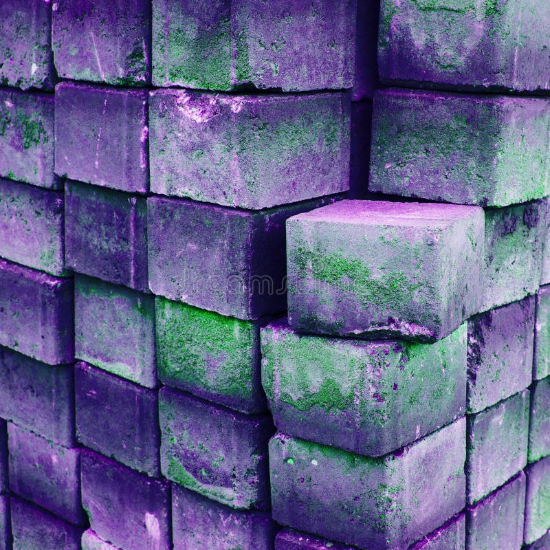 Decorative Purple and Green Old Bricks Stock Image - Image of pallet ...