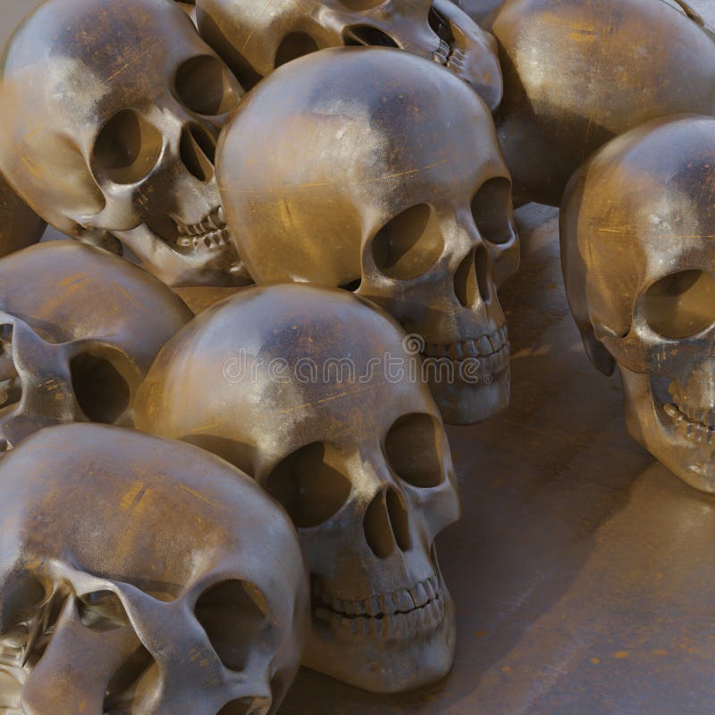 Lots of Old Skulls. Horror, Victims, Losses in War Stock Illustration ...
