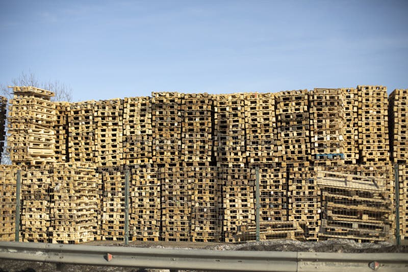 Lots of Pallets. Warehouse of Wooden Pallets Stock Image - Image of ...
