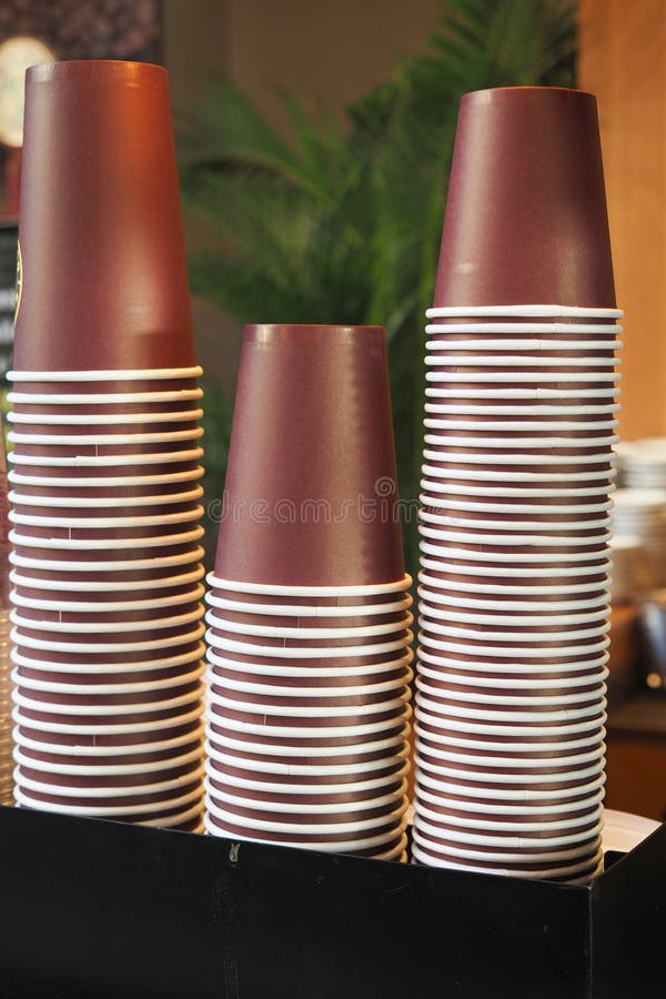 Lots of Paper Coffee Cups at Cafe Stock Image - Image of food, white ...