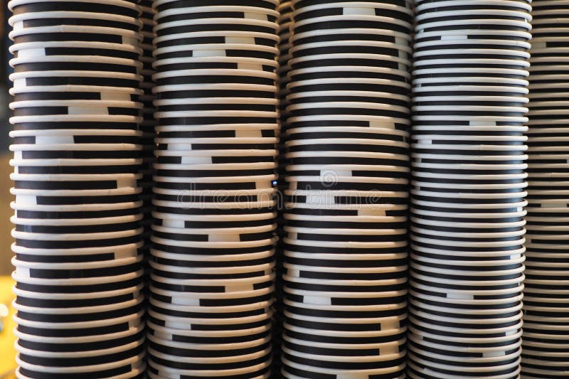 Lots of Paper Coffee Cups at Cafe Stock Photo - Image of mockup ...
