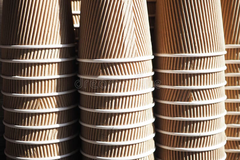 Lots of Paper Coffee Cups at Cafe Stock Photo - Image of mockup ...