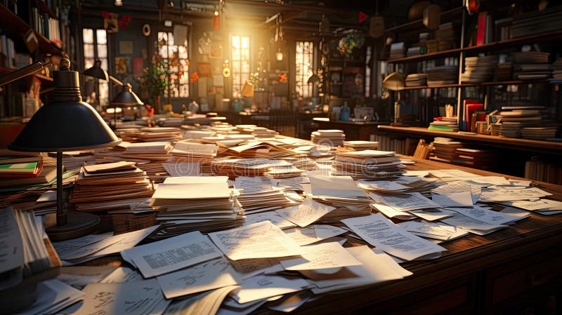 Lots of Papers, Stacks of Piles of Files in the Office with Documents ...