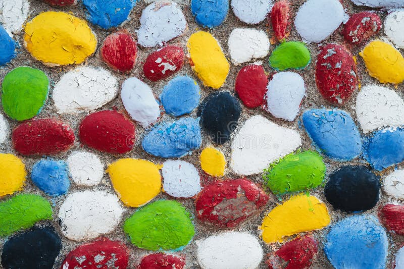 Lots of Pebbles and Stones Painted in Different Colors. Stock Image ...