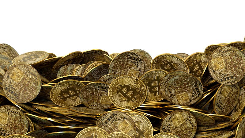 Lots of Piled Up Bitcoin Coins - 3D Rendering Stock Illustration ...