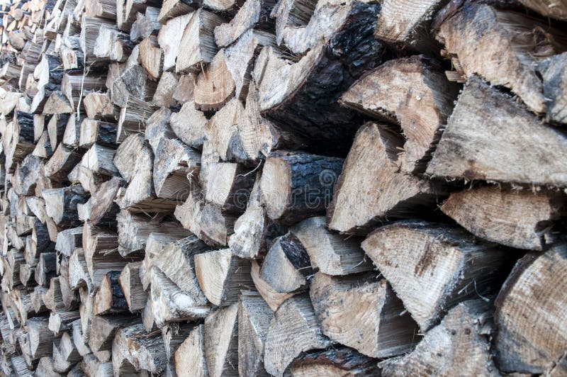 Lots of Logs Piled Up beside the Country Road. Stock Image - Image of ...