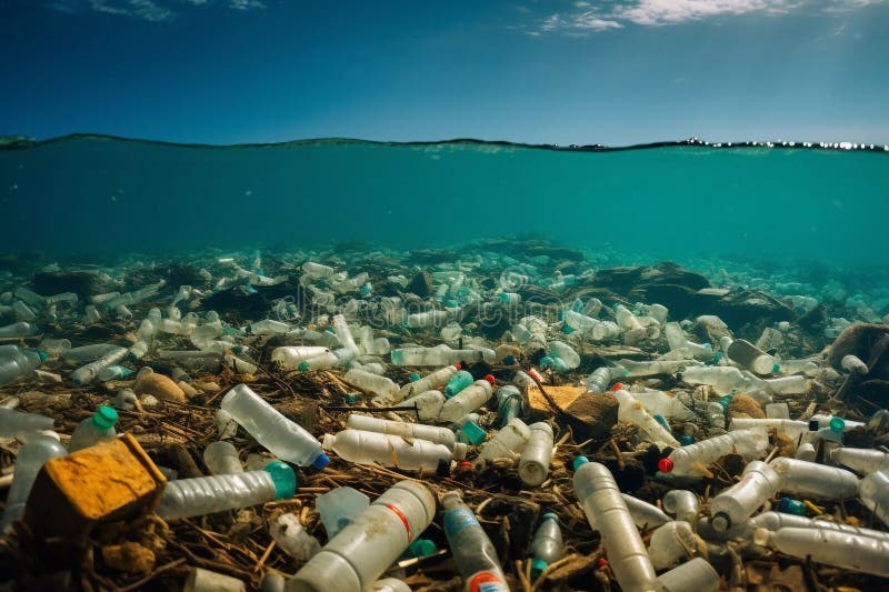 Lots of Plastic Bottles and Debris in the Ocean. Environmental Problems ...
